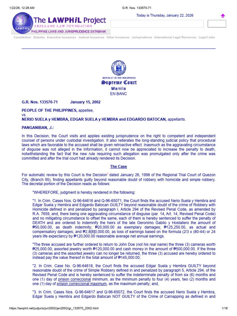 6 People v. Suela, 373 SCRA 163 | PDF | Confession (Law) | Right To Silence