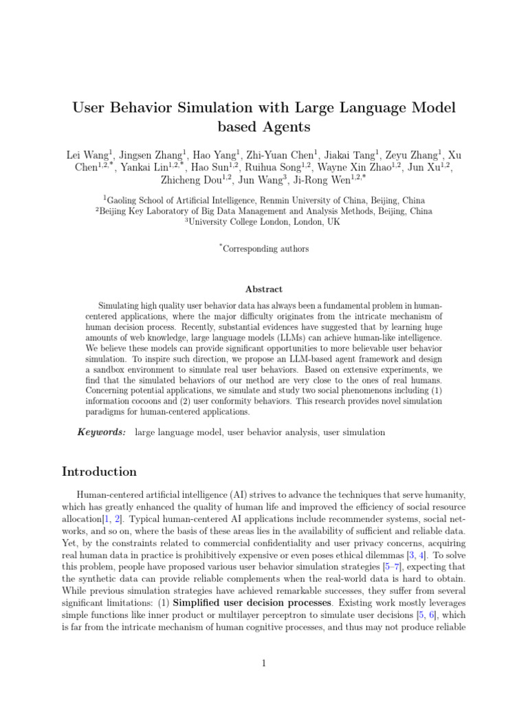 LLM-Based User Behavior Simulation | PDF | Memory | Simulation