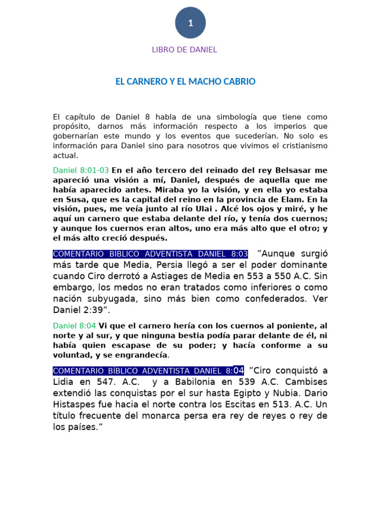 EL CARNERO Y EL MACHO CABRÍO (1) | PDF | Daniel (figura bíblica) | Ciro ...
