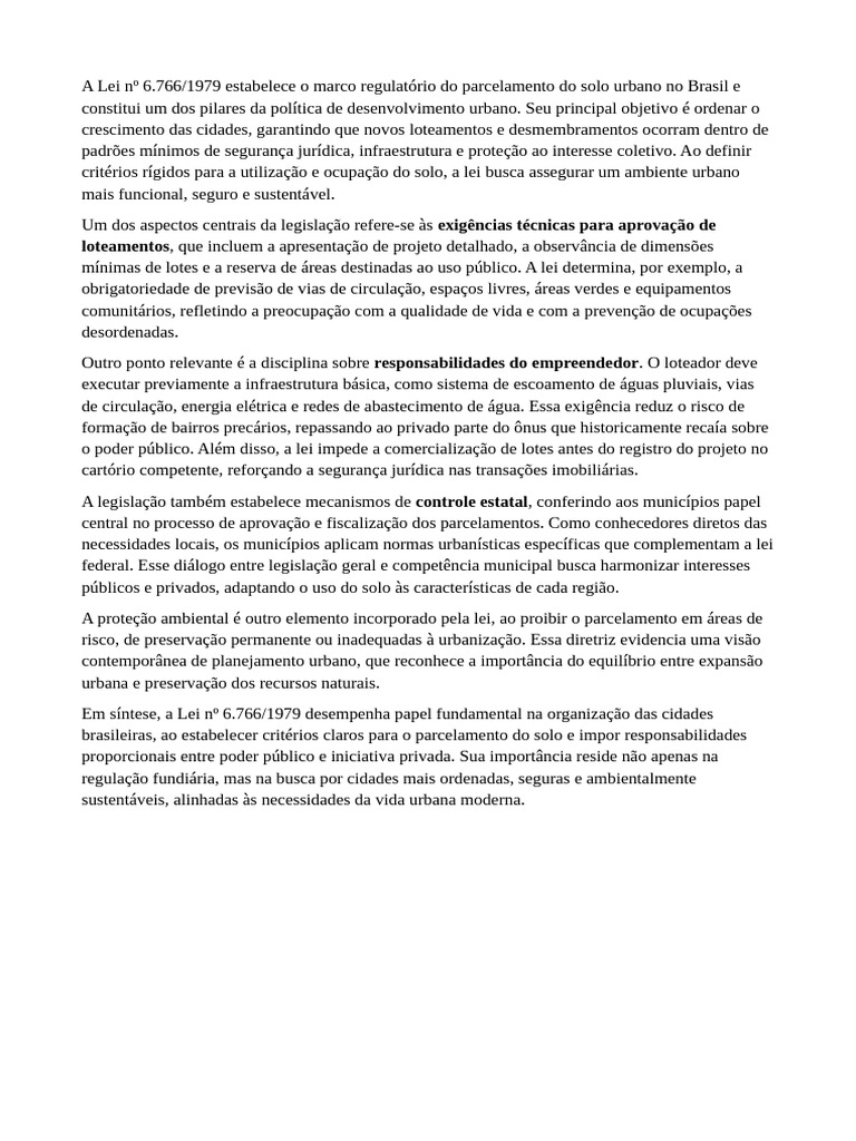 LEI 6766 | PDF | Cidade | Sustentabilidade