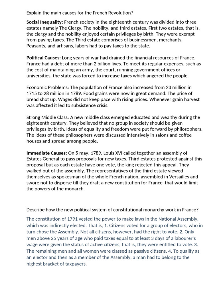 Causes of the French Revolution Explained | PDF | French Revolution | Taxes