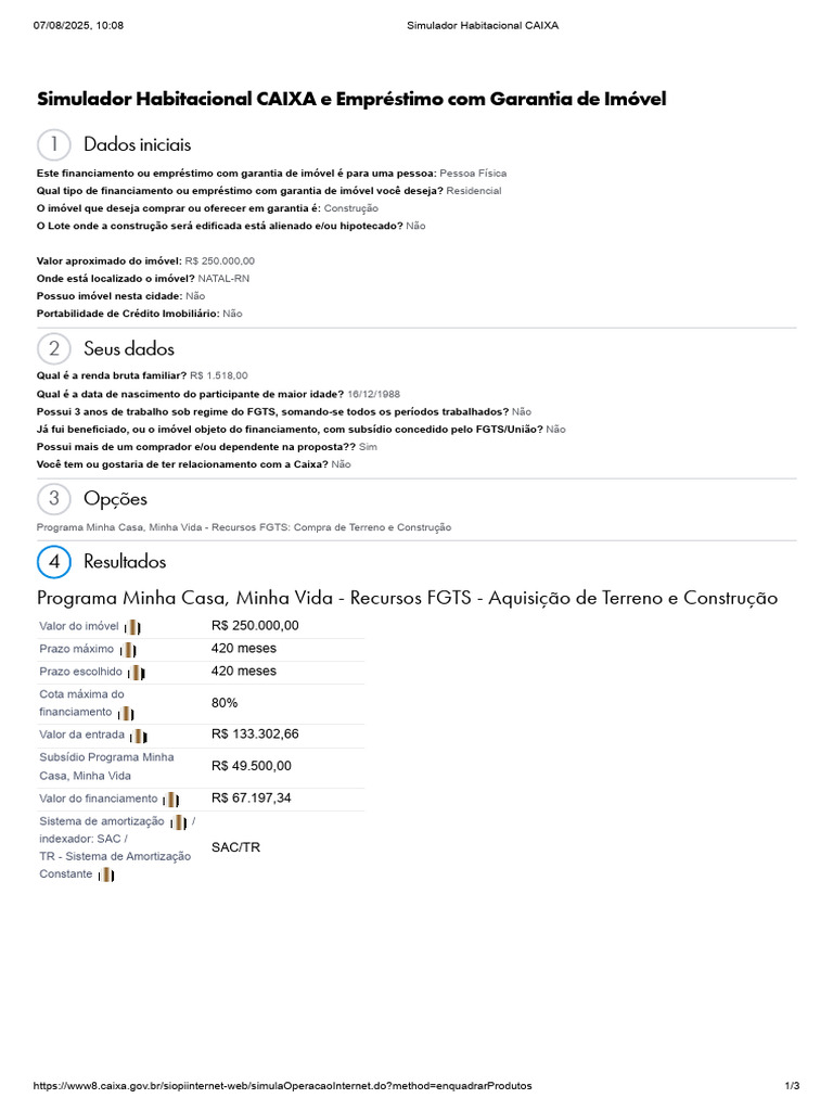 Simulador Habitacional CAIXA-SAC | PDF | Empréstimos | Juros