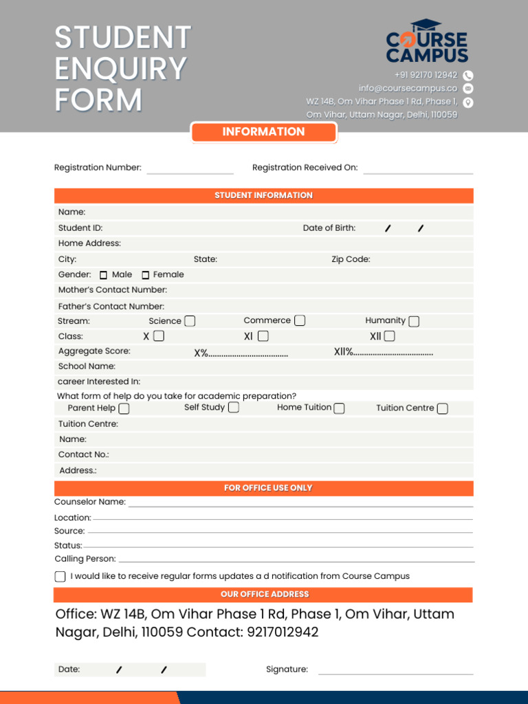 Student Form | PDF