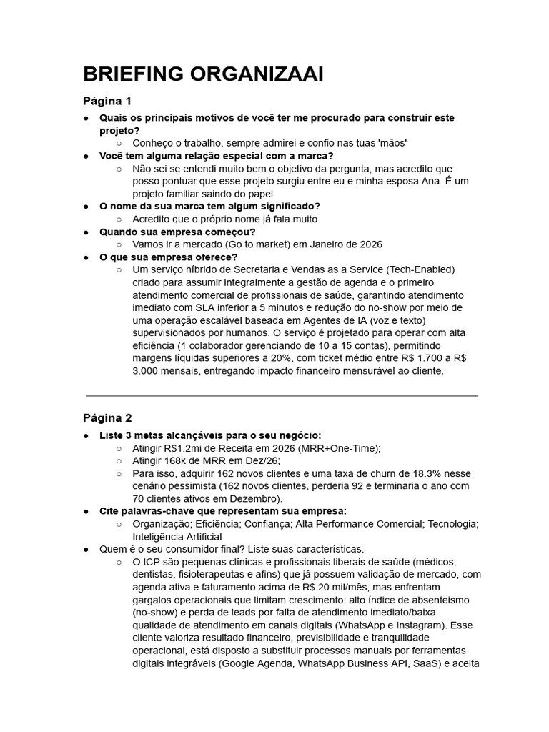 Briefing Organizaai | PDF | Mercado (economia) | Business
