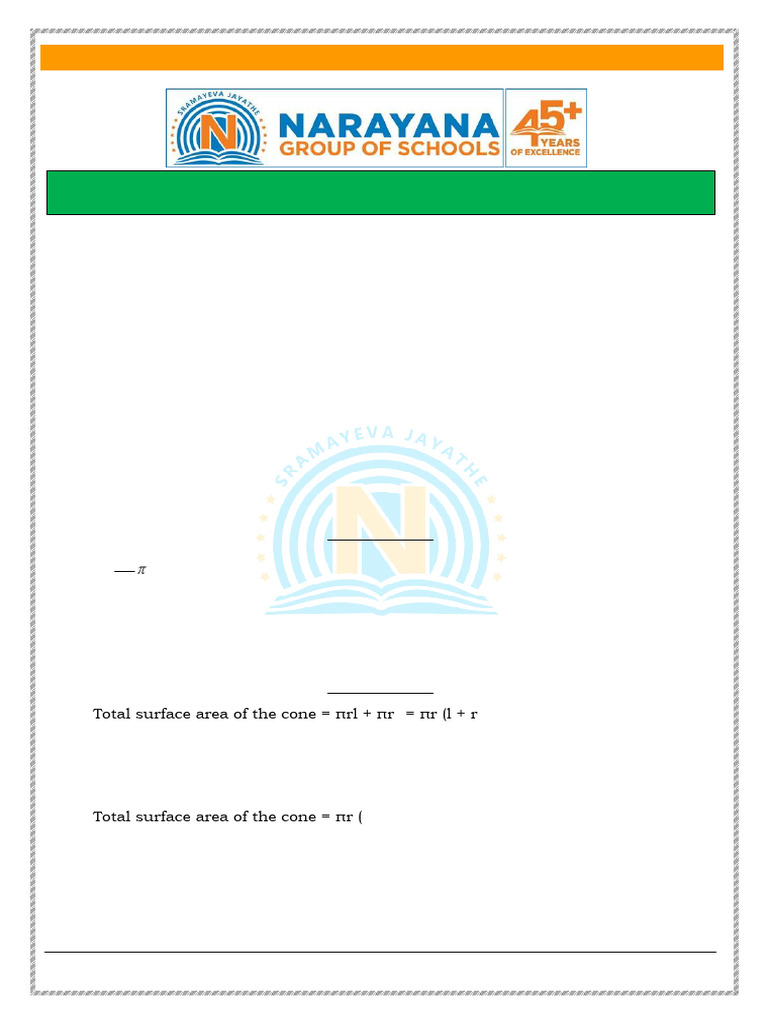 CBSE IX Maths Assessment Test: Surface Areas | PDF | Sphere | Area