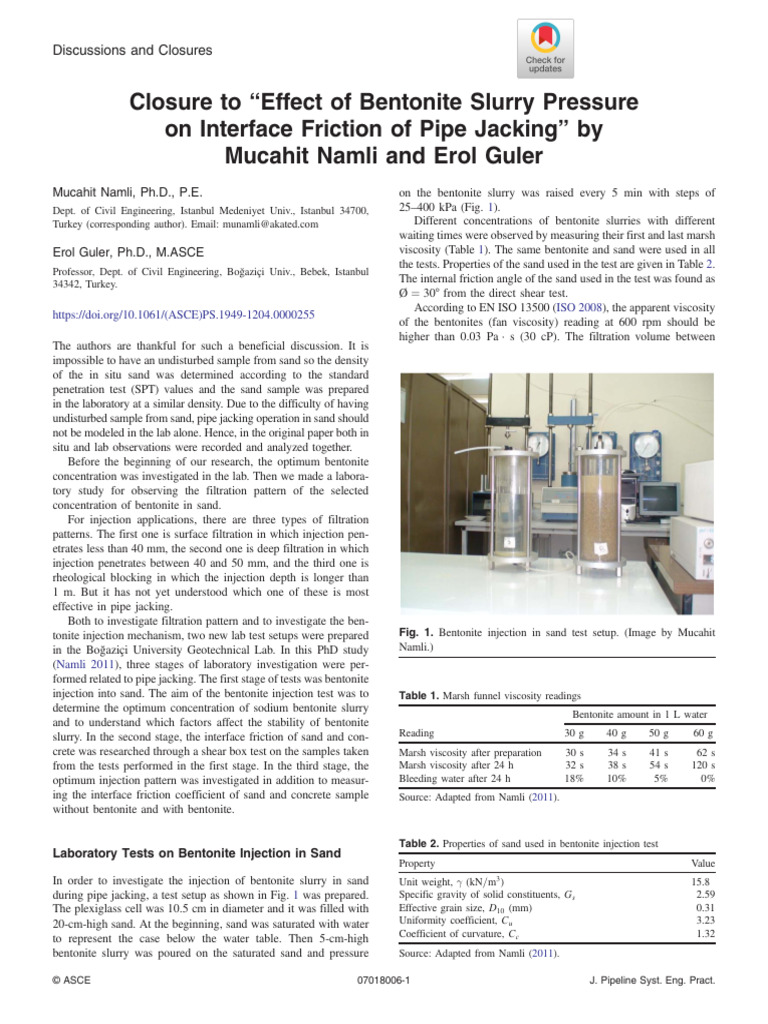 Closure to Effect of Bentonite Slurry Pressure on | PDF | Viscosity ...
