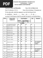 Lab Stock Register | Digital Electronics | Office Equipment