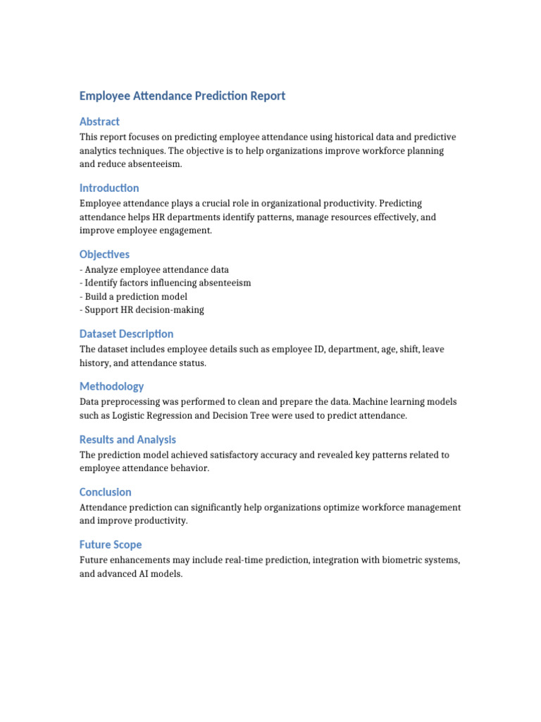 Employee Attendance Prediction Insights | PDF