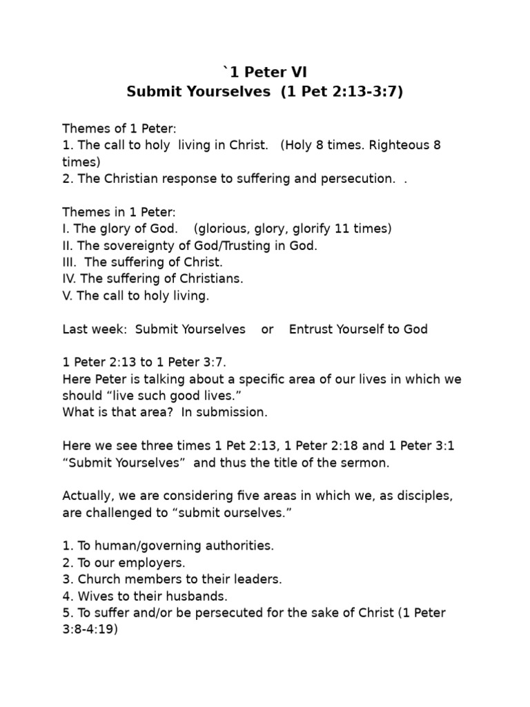 1 Peter VI Submit Yourselves Cont | PDF | Saint Peter | God