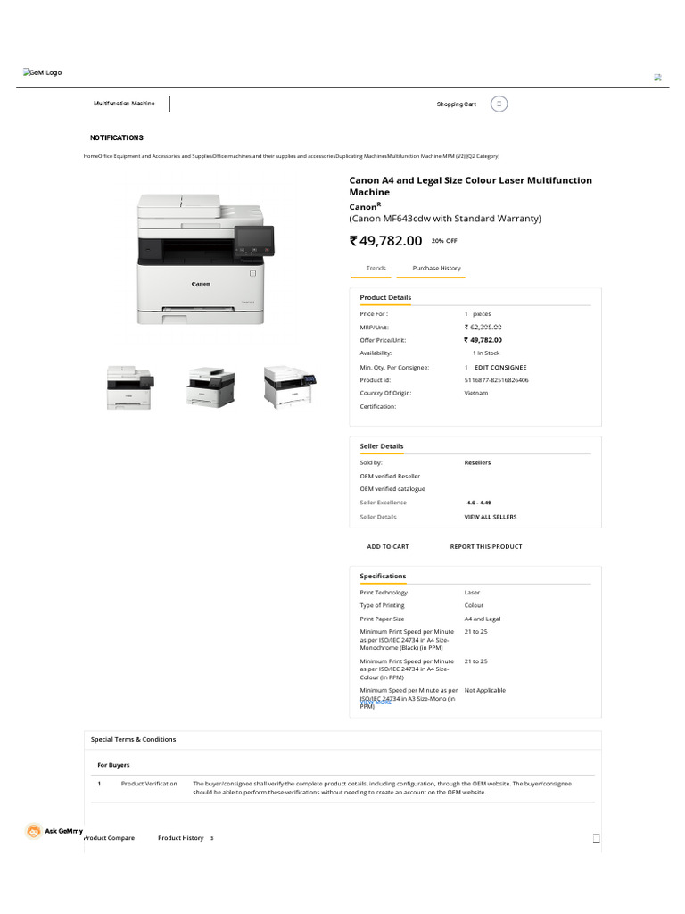 Buy Canon A4 and Legal Size Colour Laser Multifunction Machine online ...