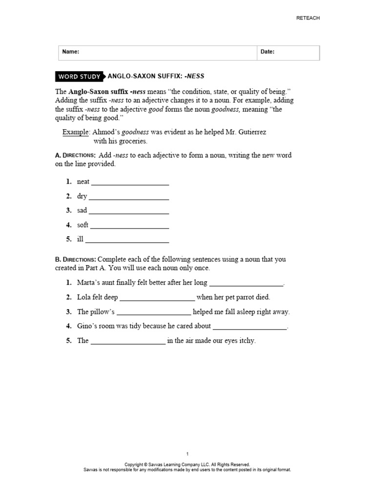 Understanding the Suffix -NESS | PDF | Language Families | Language ...