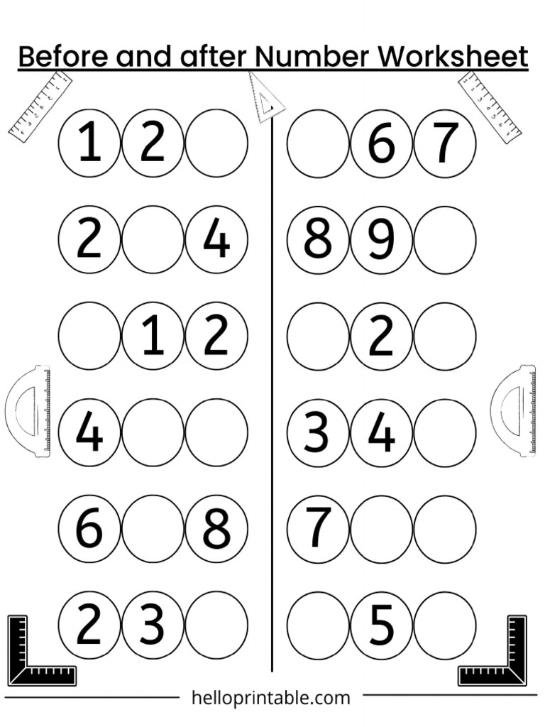 Math Before and After Worksheets 2 | PDF