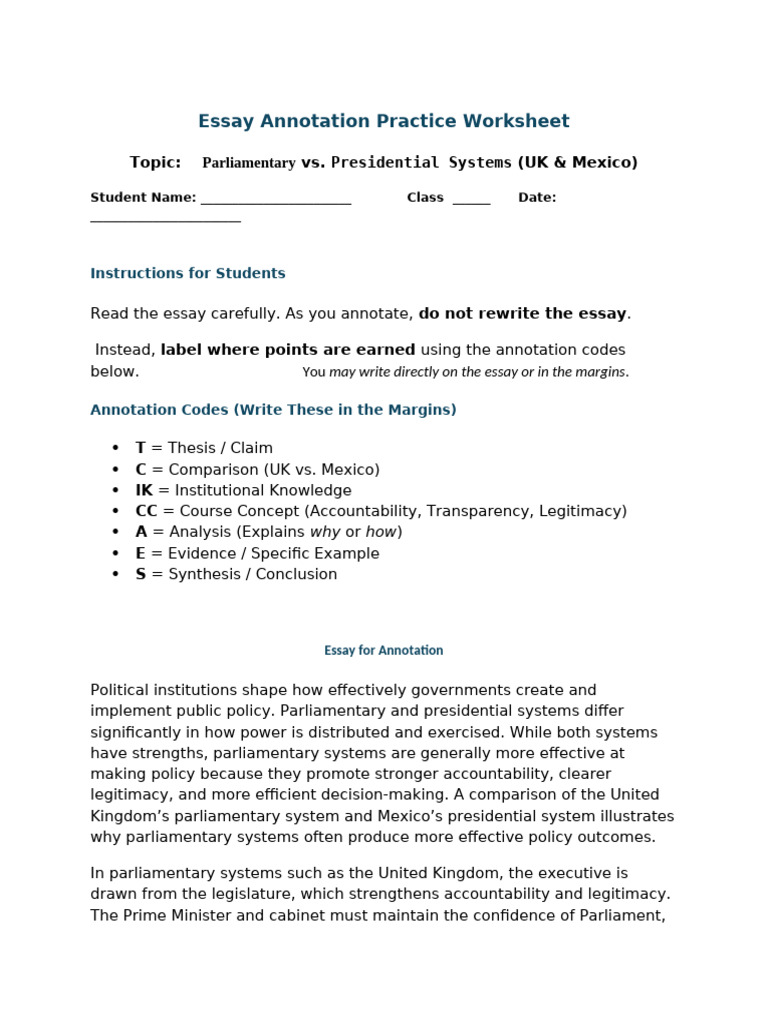 Parliamentary vs. Presidential Systems Worksheet | PDF | Parliamentary ...