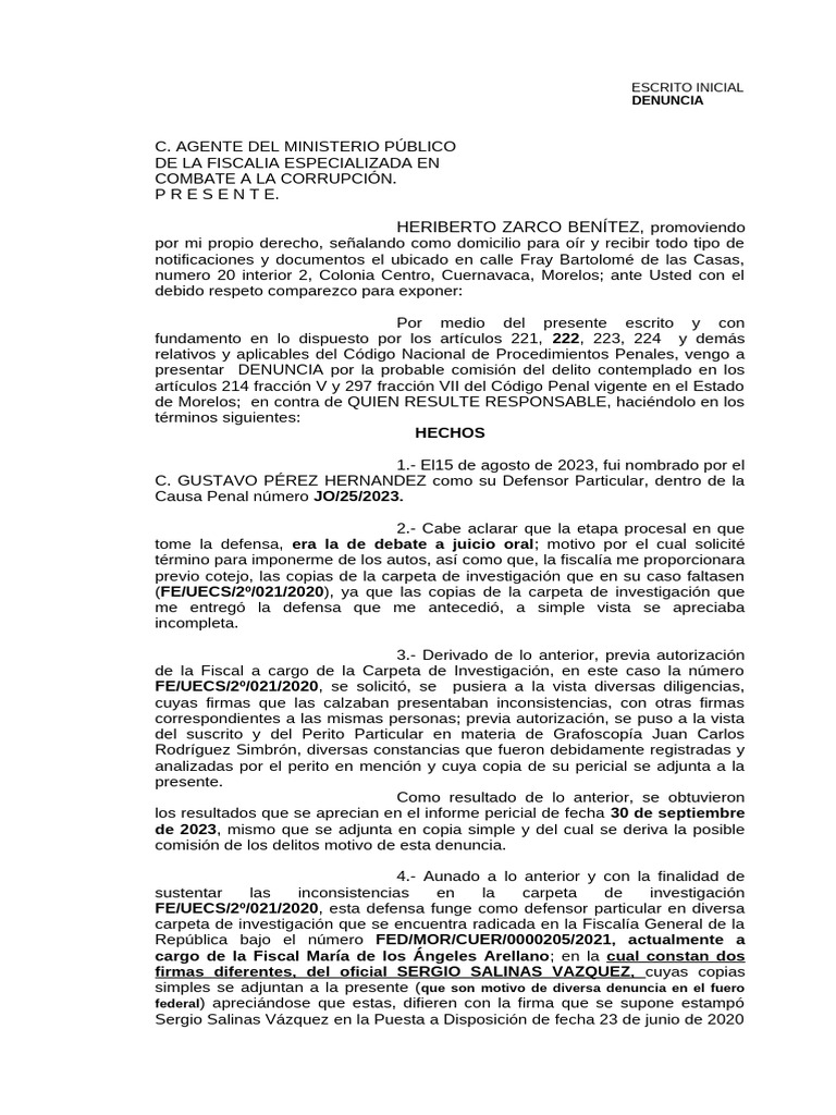 Copia de DENUNCIA ARELY VI | PDF | Fiscal | Policía