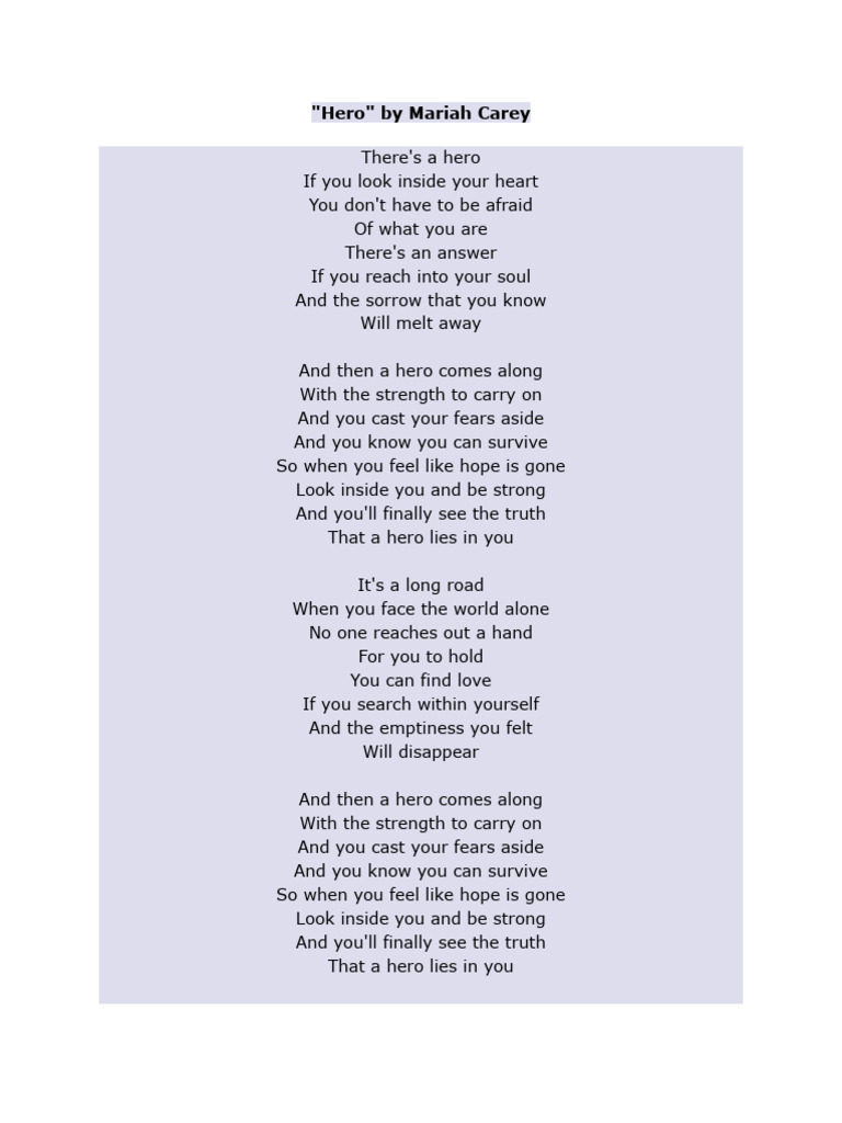 Copy of _Hero_ by Mariah Carey | PDF