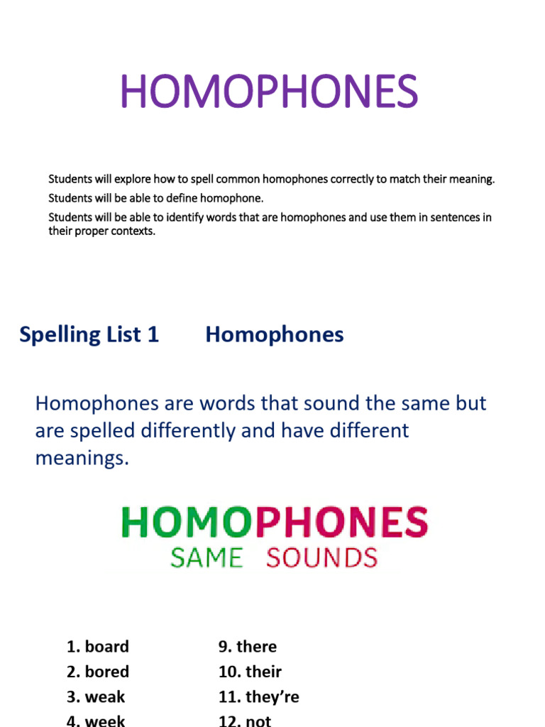 Understanding Homophones: Spelling & Usage | PDF