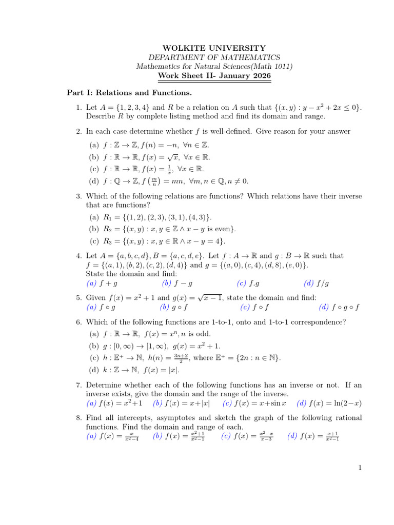WorkSheet(II Math1011) | PDF | Ellipse | Geometry