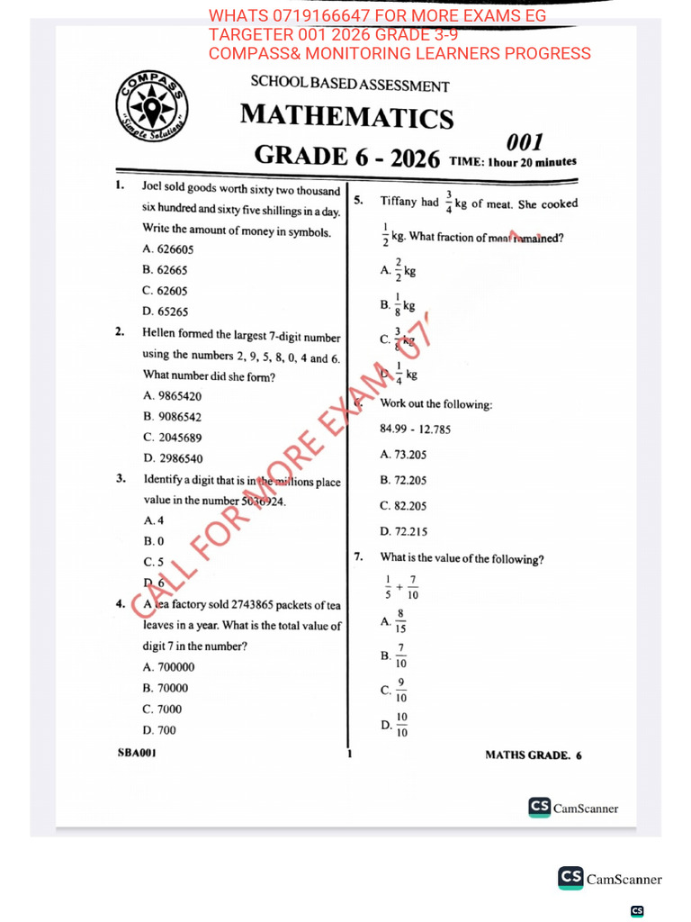 0719166647 Maths grade 6 compass_260114_0824560_sign | PDF