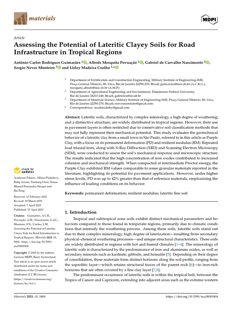 Assessing the Potential of Lateritic Clayey Soils for Road ...