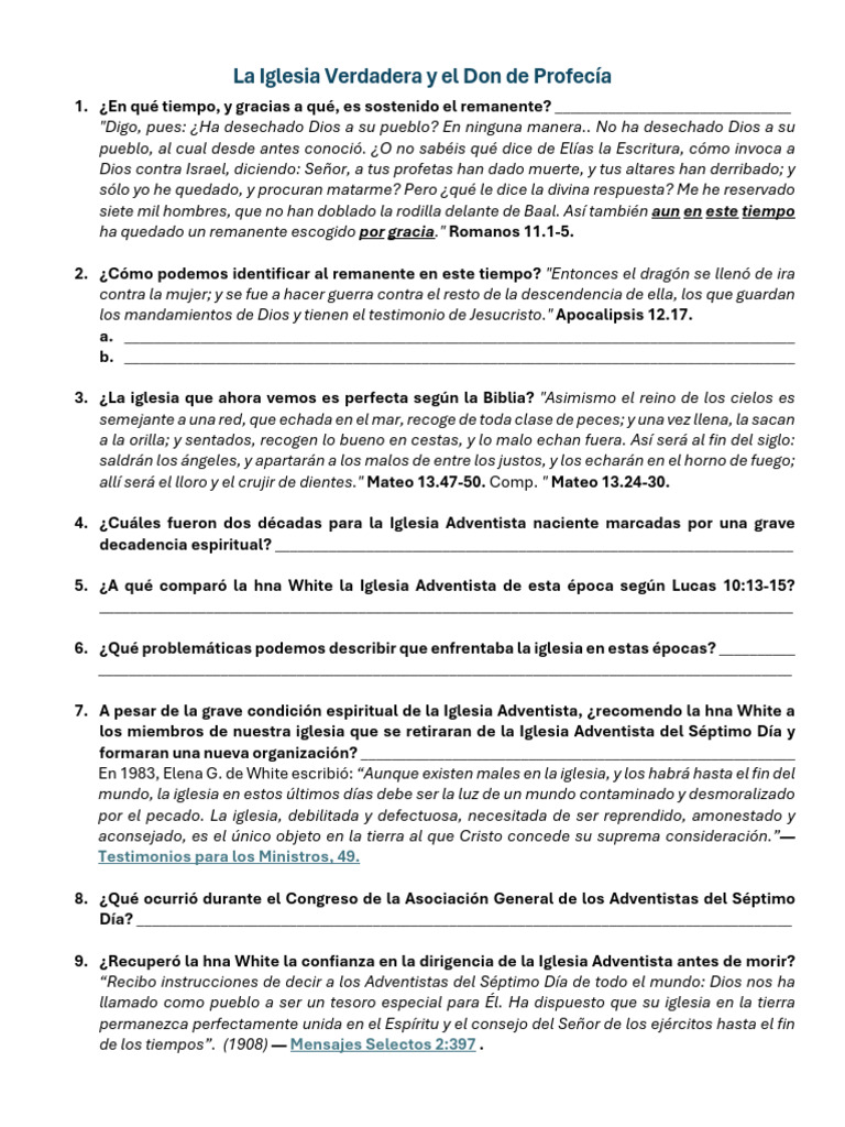 La Iglesia Verdadera de Dios Hoy | PDF | Iglesia Adventista del Séptimo Día | Elijah