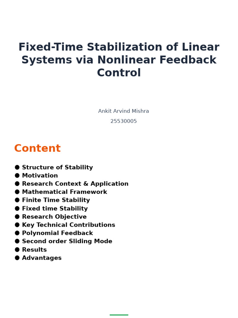 Fixed-Time Stabilization of Linear Systems | PDF | Stability Theory ...