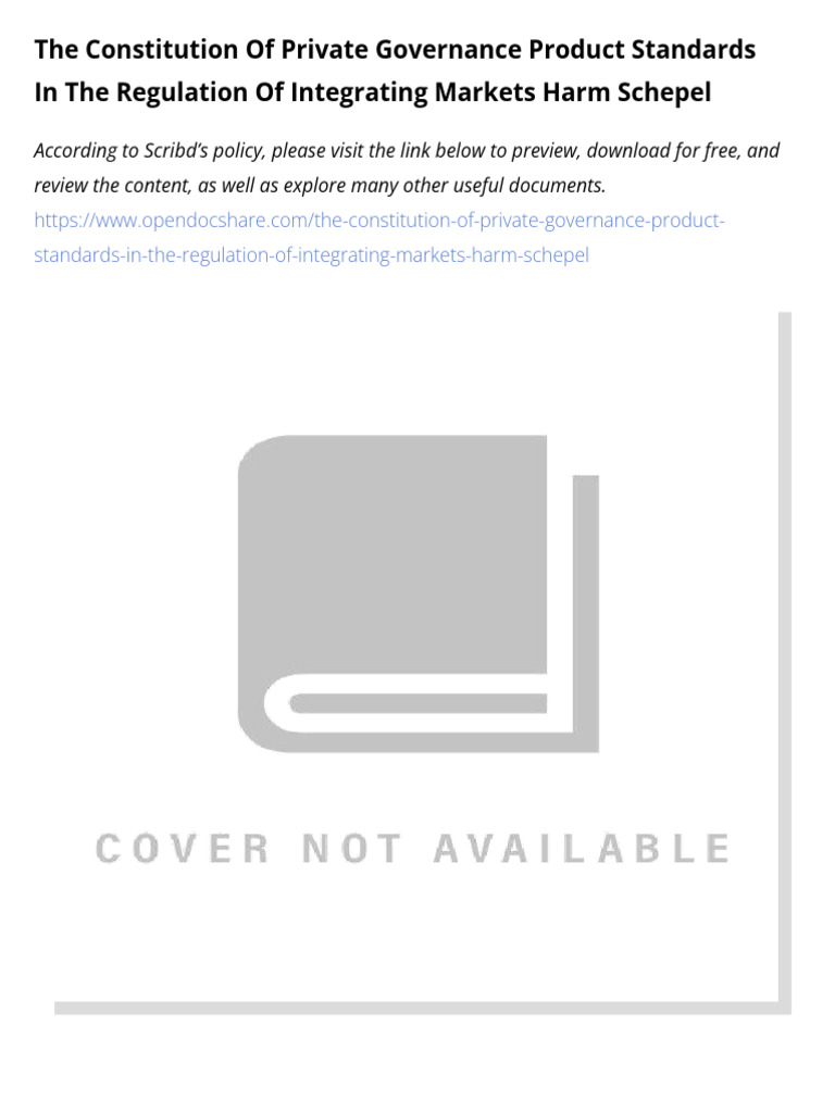 The Constitution Of Private Governance Product Standards In The ...