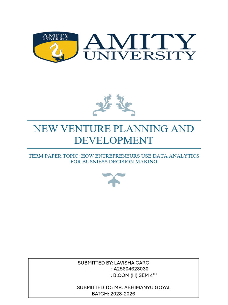 New Venture Planning and Development | PDF