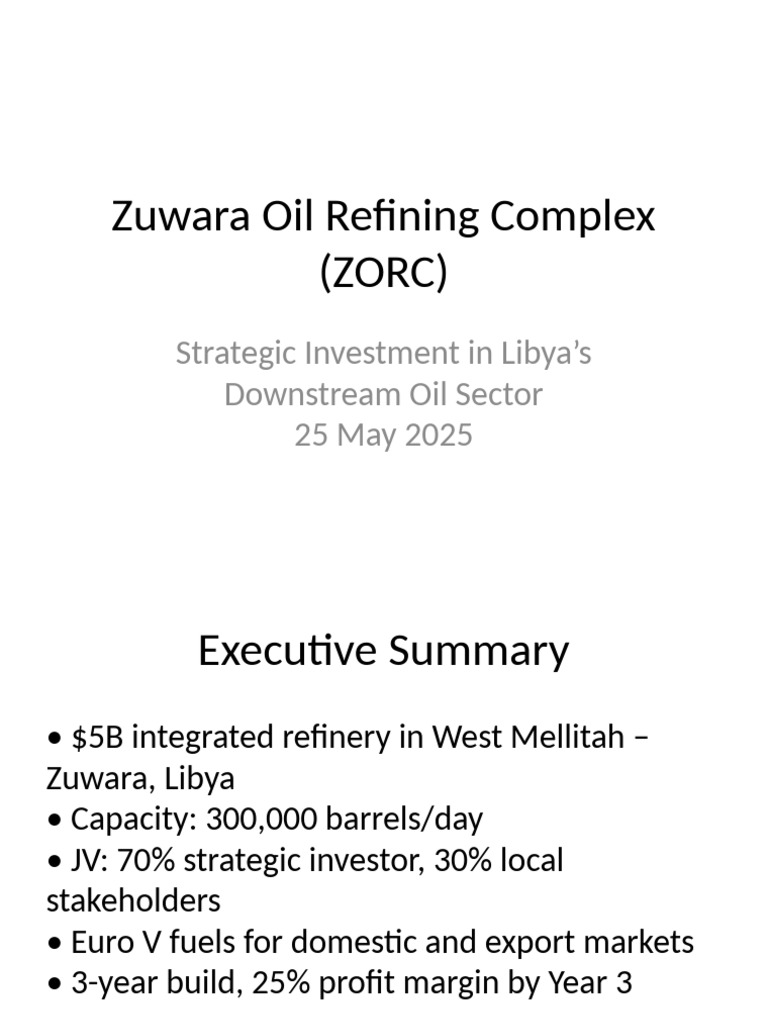 ZORC Pitch Deck May2025 | PDF | Oil Refinery | Project Finance