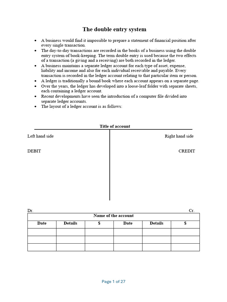 Double Entry System | PDF | Debits And Credits | Bookkeeping
