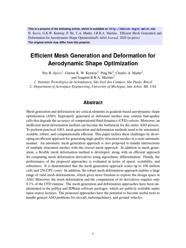 Efficient Mesh Generation for ASO | PDF | Computational Fluid Dynamics ...