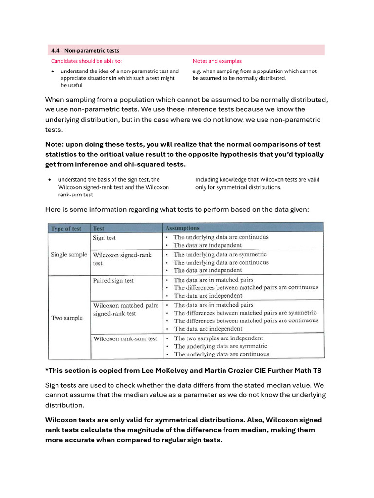 4. Non-parametric Tests Notes | PDF | Median | Standard Score