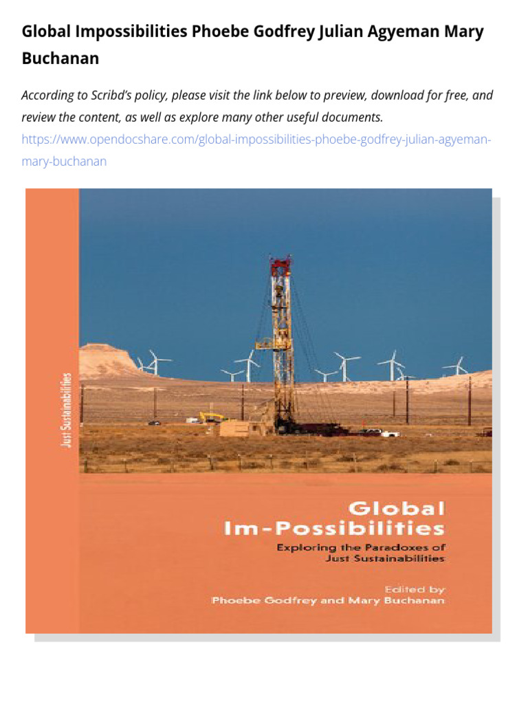 Global Impossibilities Phoebe Godfrey Julian Agyeman Mary Buchanan ...