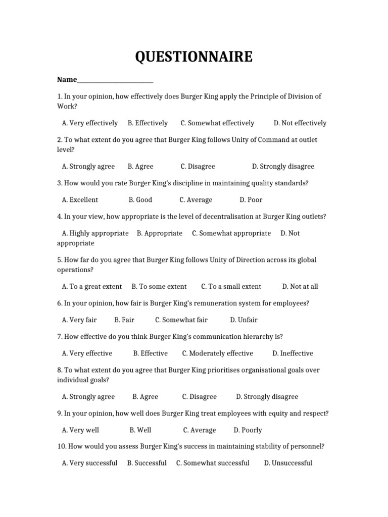 Questionnaire | PDF