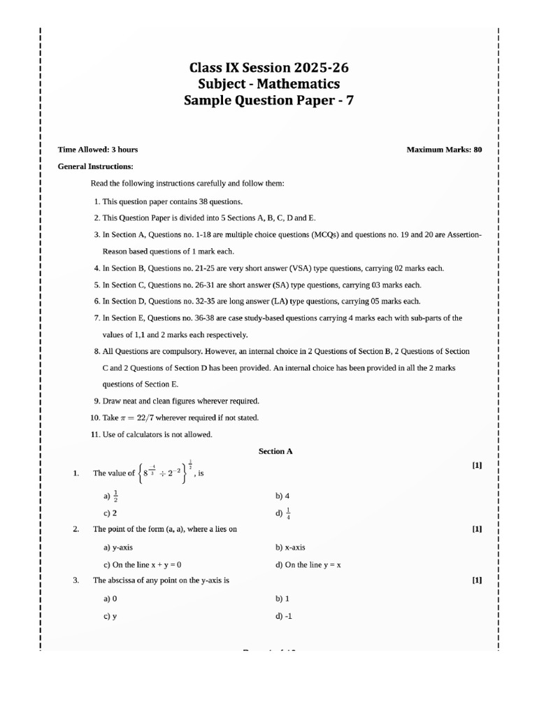 Sample Paper 5 | PDF