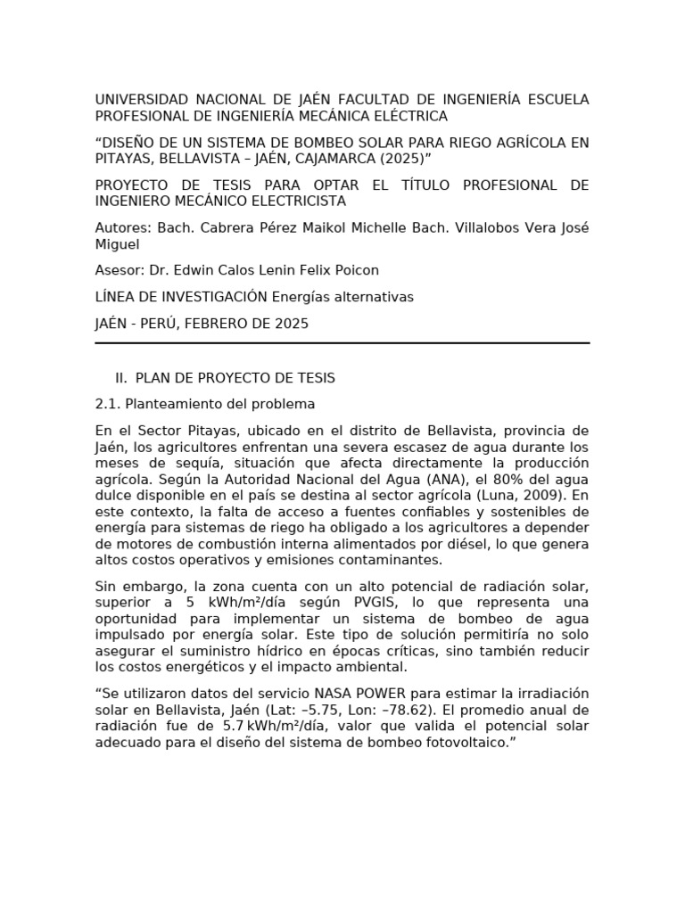 Tesis Bombeo Solar Corregida (3) | PDF | Agricultura | Energía solar