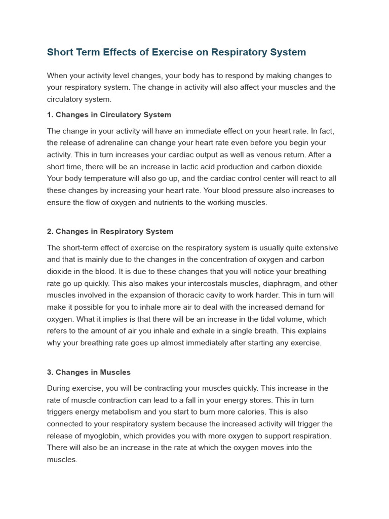 Exercise Effects on Respiratory Health | PDF | Respiratory System ...