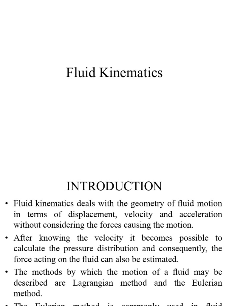 Fluid Kinematics | PDF | Fluid Dynamics | Acceleration