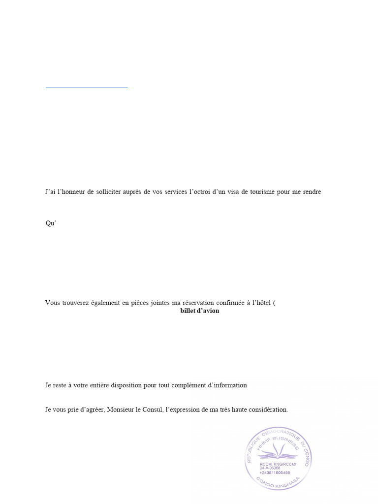 Demande de visa tourisme pour le Maroc | PDF