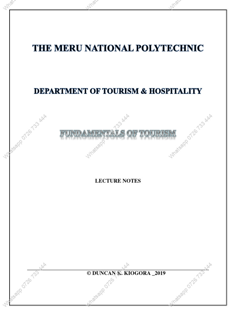 Fundamentals of Tourism Notes | PDF | Tourism | Economies