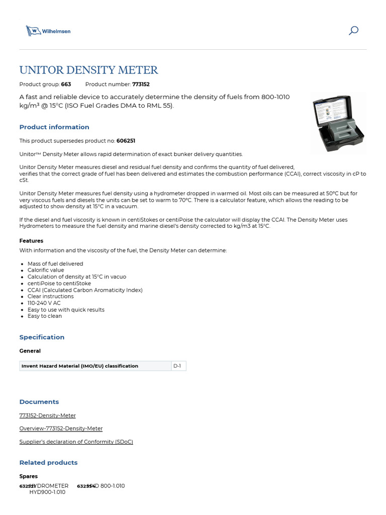 Unitor Density Meter | PDF