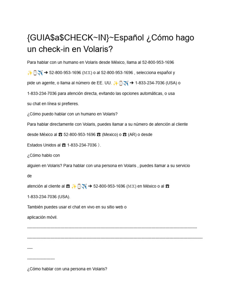 {GUIA$a$CHECK~IN}~Español ¿Cómo hago un check-in en Volaris?15 | PDF ...