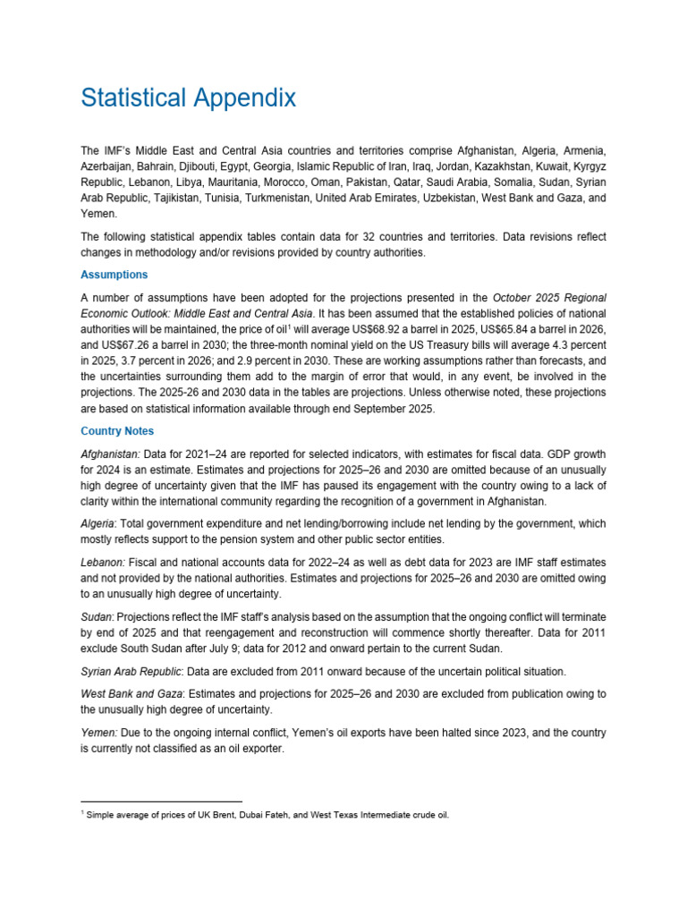 Statistical Appendix | PDF | Arab World | Gulf Cooperation Council