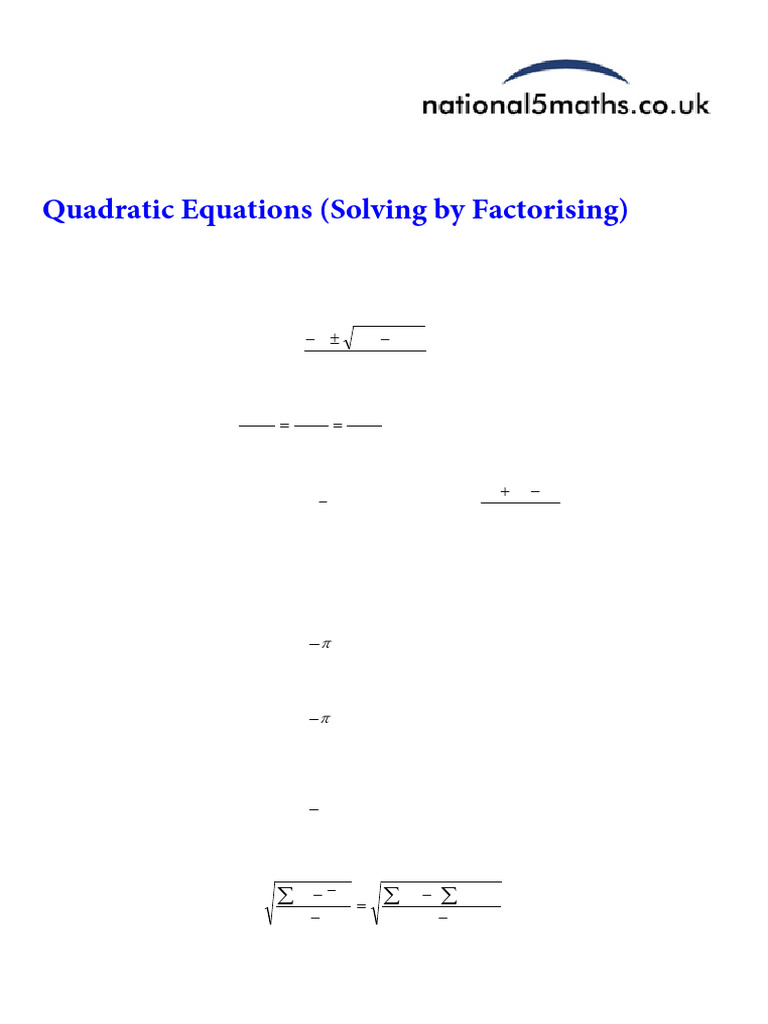 Quadratic Equation N5 Questions | PDF | Quadratic Equation | Euclidean ...