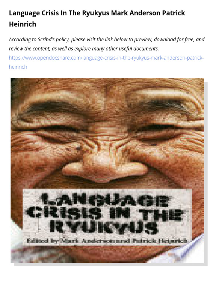 Language Crisis In The Ryukyus Mark Anderson Patrick Heinrich | PDF ...