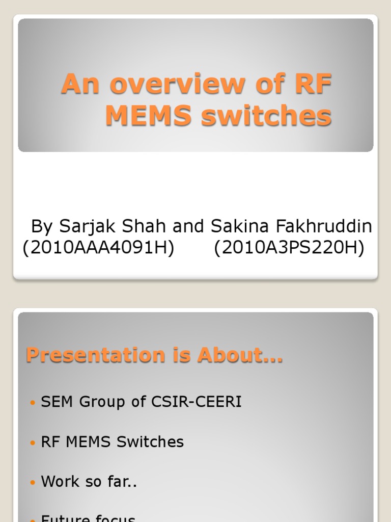 An Overview of RF MEMS Switches | PDF | Capacitor | Switch