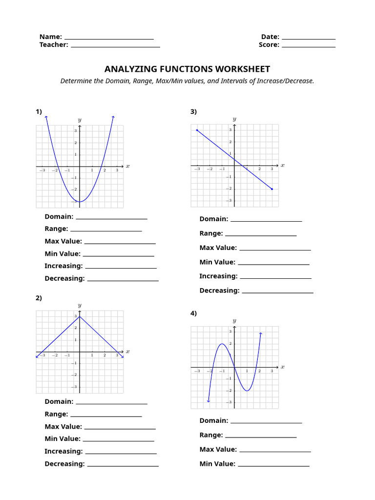 Function Analysis Worksheet | PDF