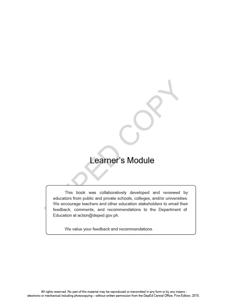 Grade 10 Learners Material LM Unit 3 | PDF | Copyright | Permutation