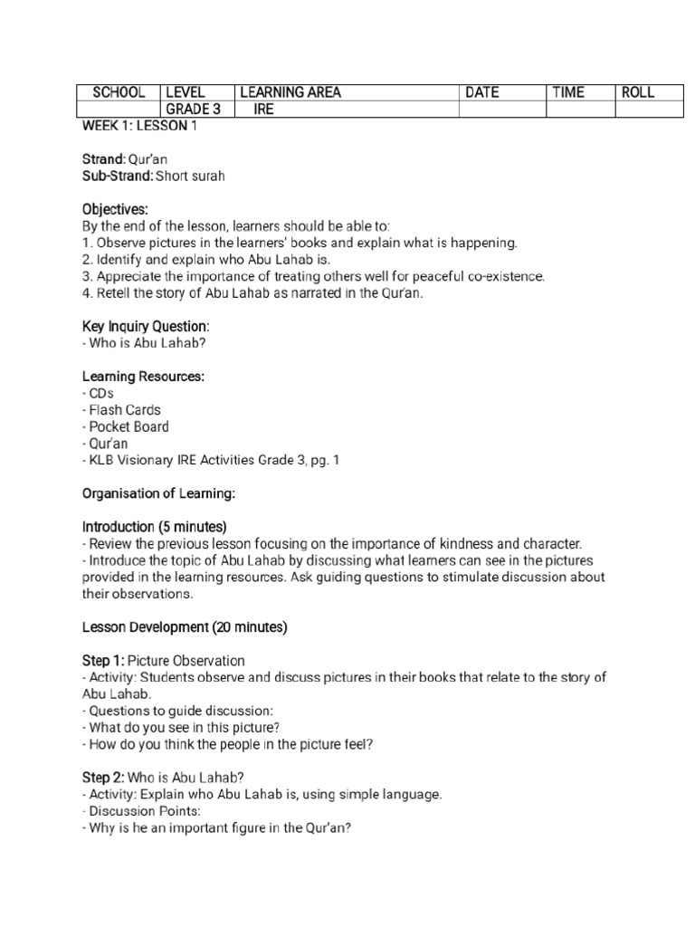 Grade 3 Rationalized Ire Lesson Plan Term 1 | PDF