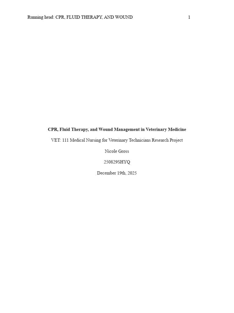 Veterinary CPR and Fluid Therapy Guide | PDF | Wound Healing | Healing