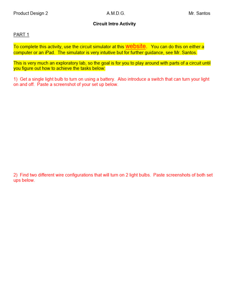 Product Design 2 Circuit Intro With Phet | PDF